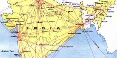 Flight route map India - Flight route map of India (Southern Asia - Asia)